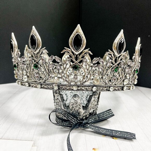 Handmade | Accessories | Vintage Silver King Crown Black Stones Crown ...